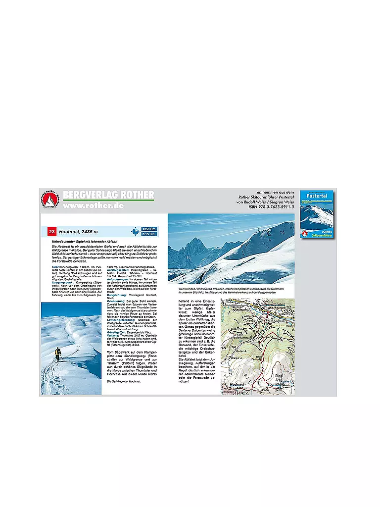 ROTHER Skitourenführer - Pustertal - Tauferer Tal – Ahrntal – Villgraten – Dolomiten keine Farbe