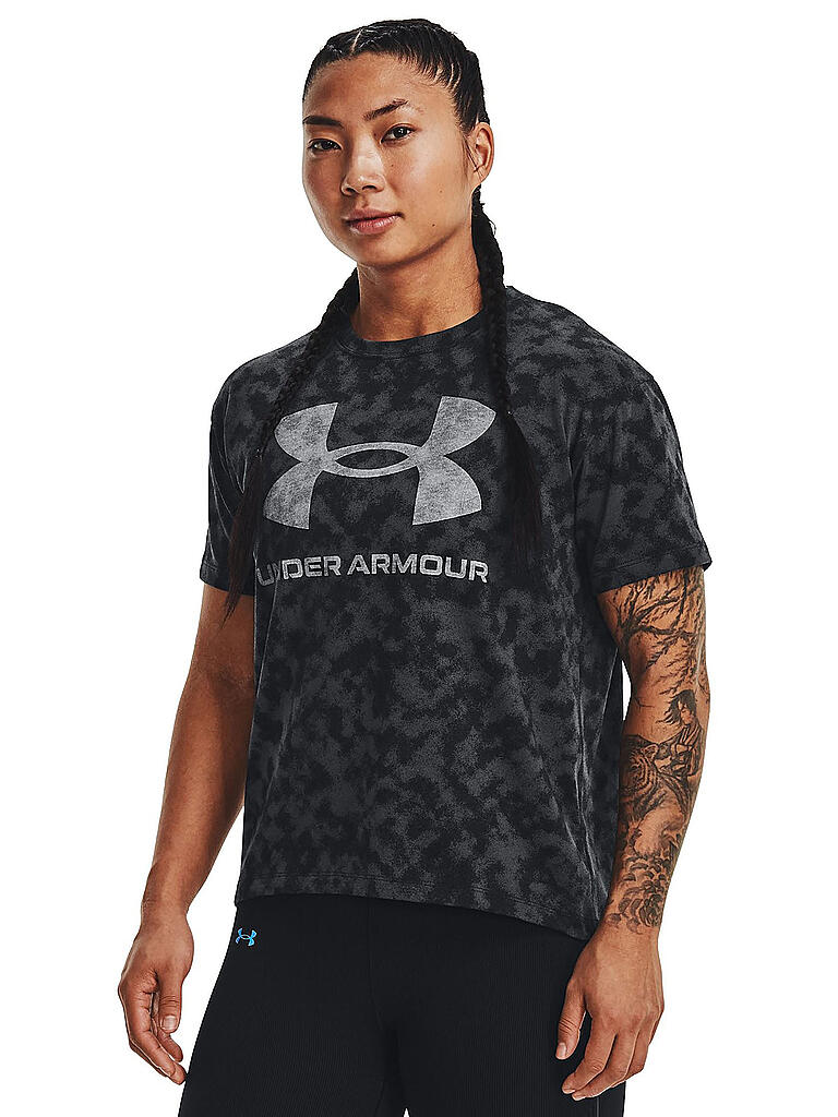 UNDER ARMOUR Damen T-Shirt UA Logo Printed Heavyweight schwarz